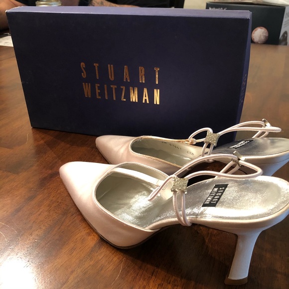 Stuart Weitzman | Shoes | Size 65 Stuart Weitzman White Satin Quadro ...